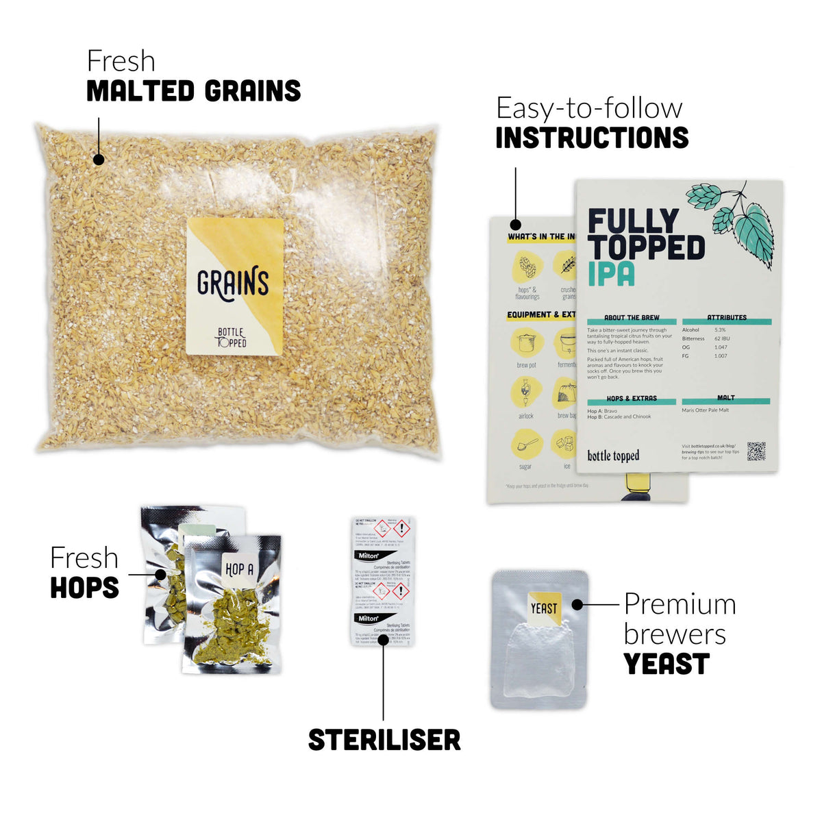 Fully Topped IPA Home Brew Ingredient Kit – All-Grain 5L Beer Making ...